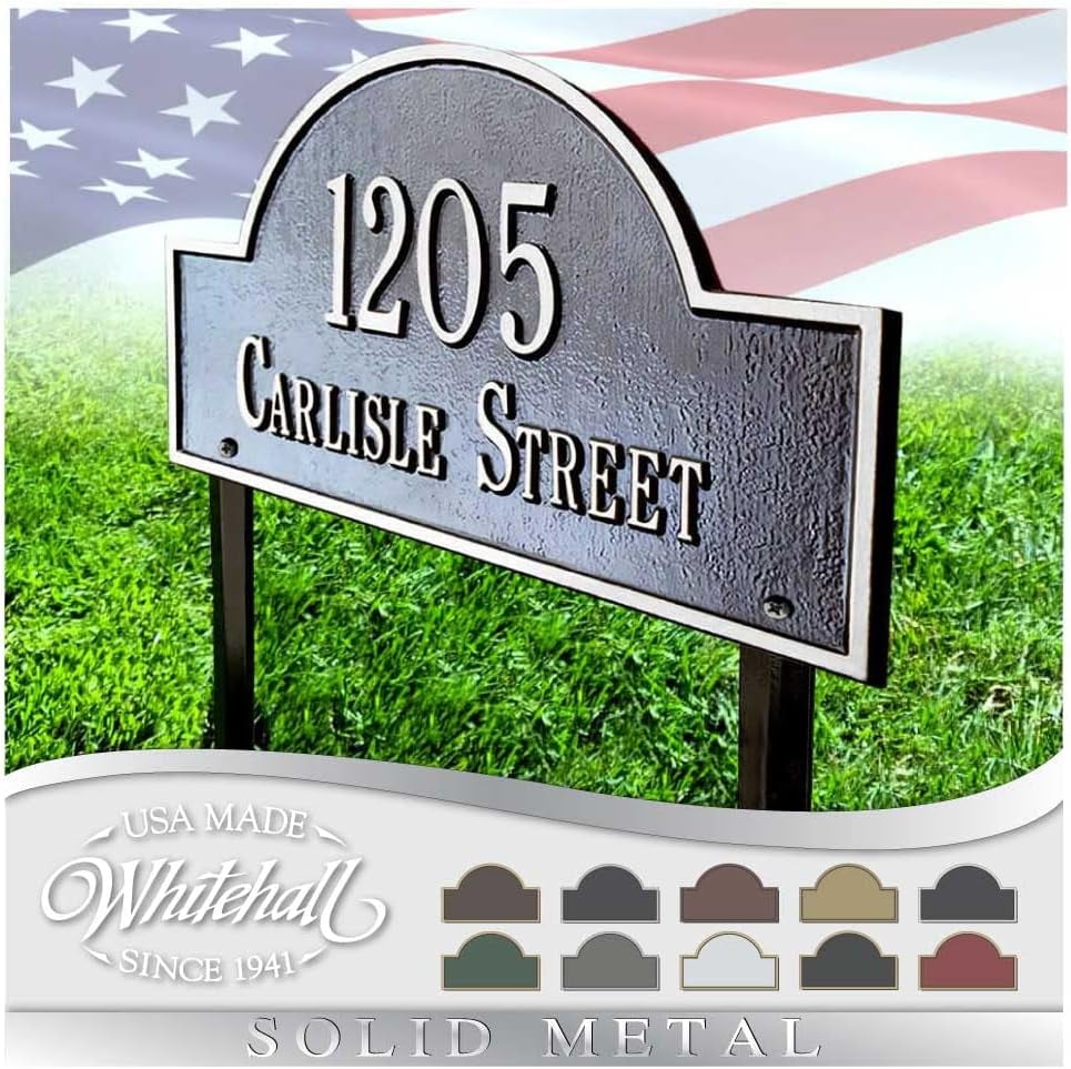 Whitehall™ Personalized Cast Metal Address plaque - LAWN MOUNTED Arch ...