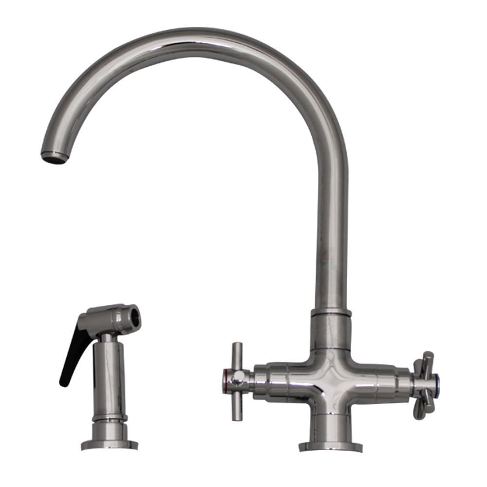 Luxe+ Dual Handle Faucet with Gooseneck Swivel Spout, Cross Style ...