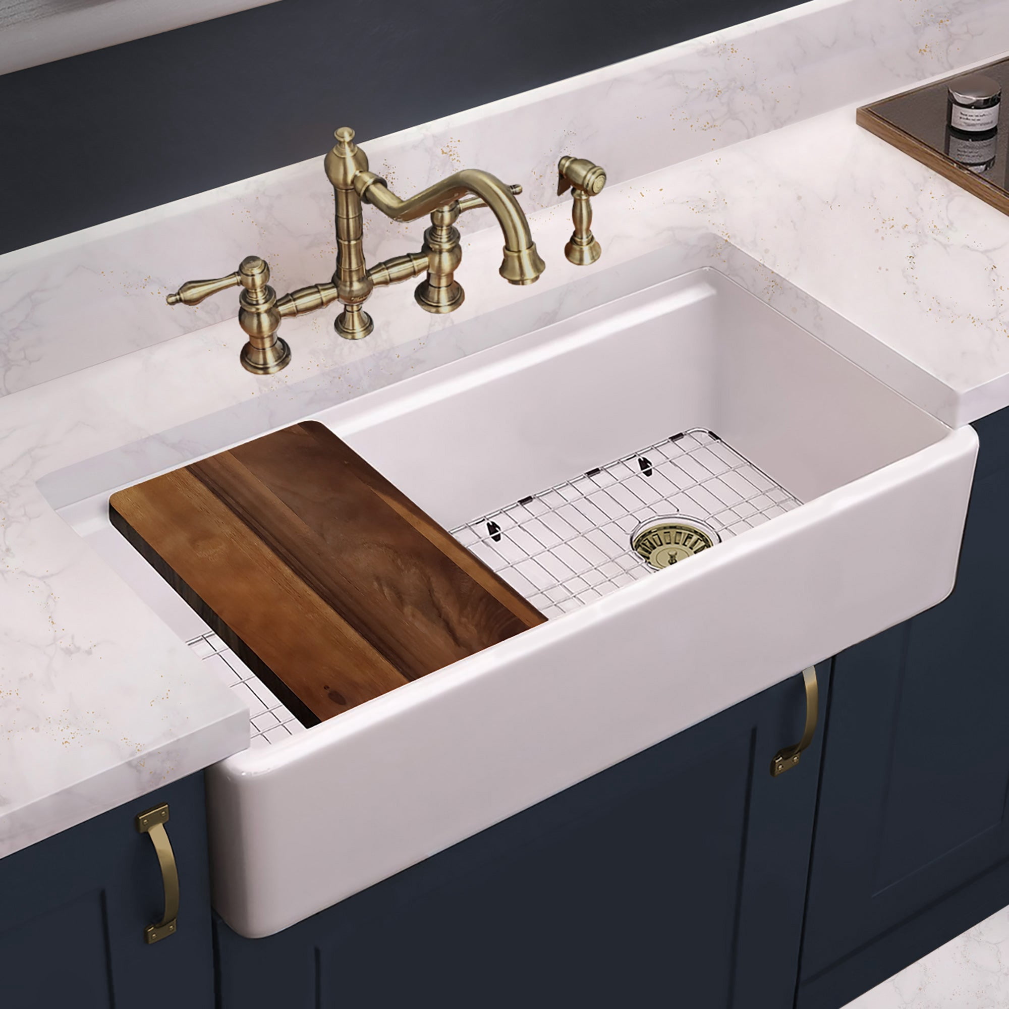 Whitehaus Whlw3619 Fireclay 36" Farmhouse Single Basin Fireclay Kitchen ...