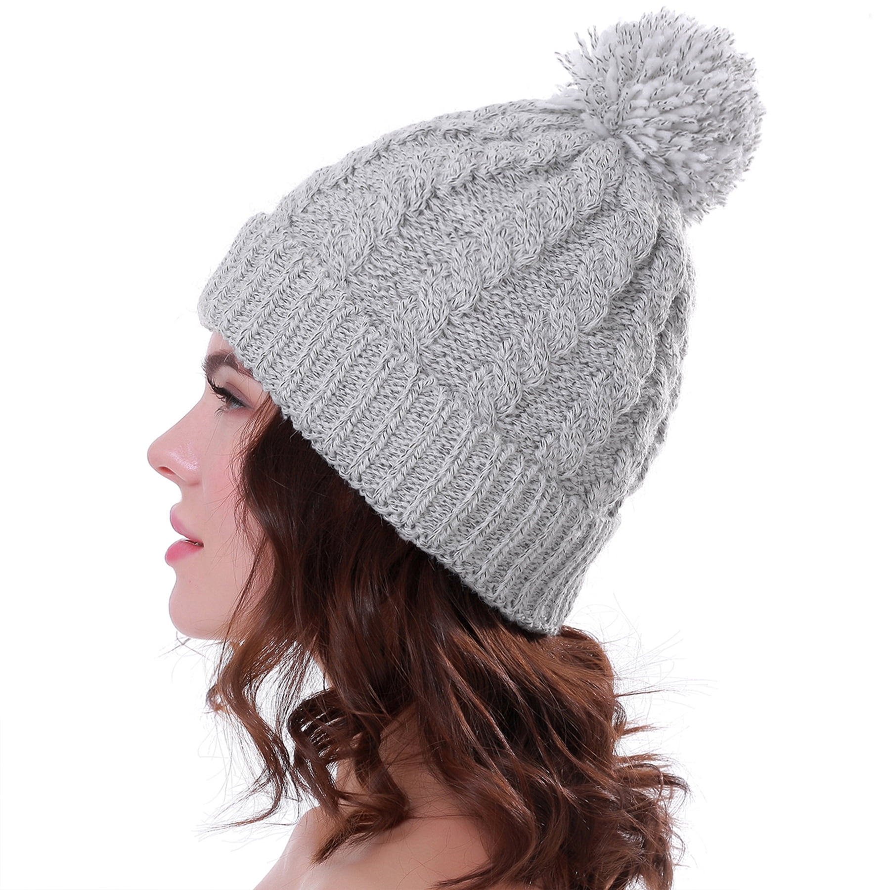 Whiteleopard Women's Winter Beanie - Thick Slouchy Cable Knit Ski Cap ...