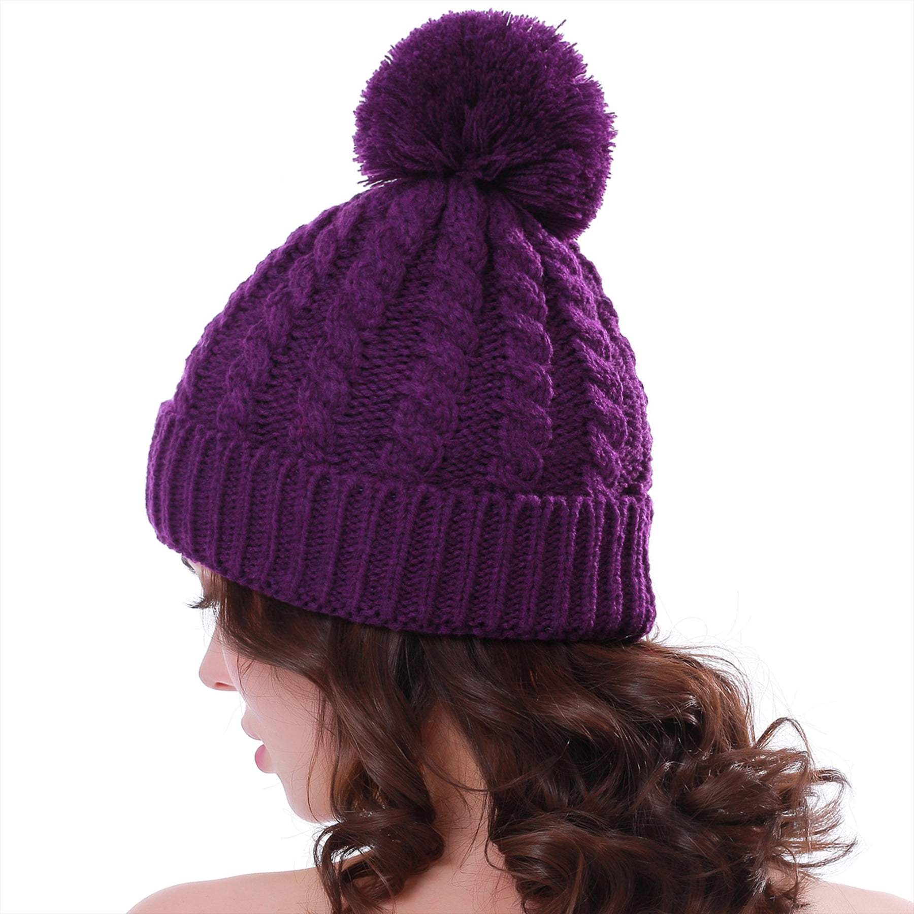 Whiteleopard Cute Adult Women's Winter Beanie - Thick Slouchy Cable ...