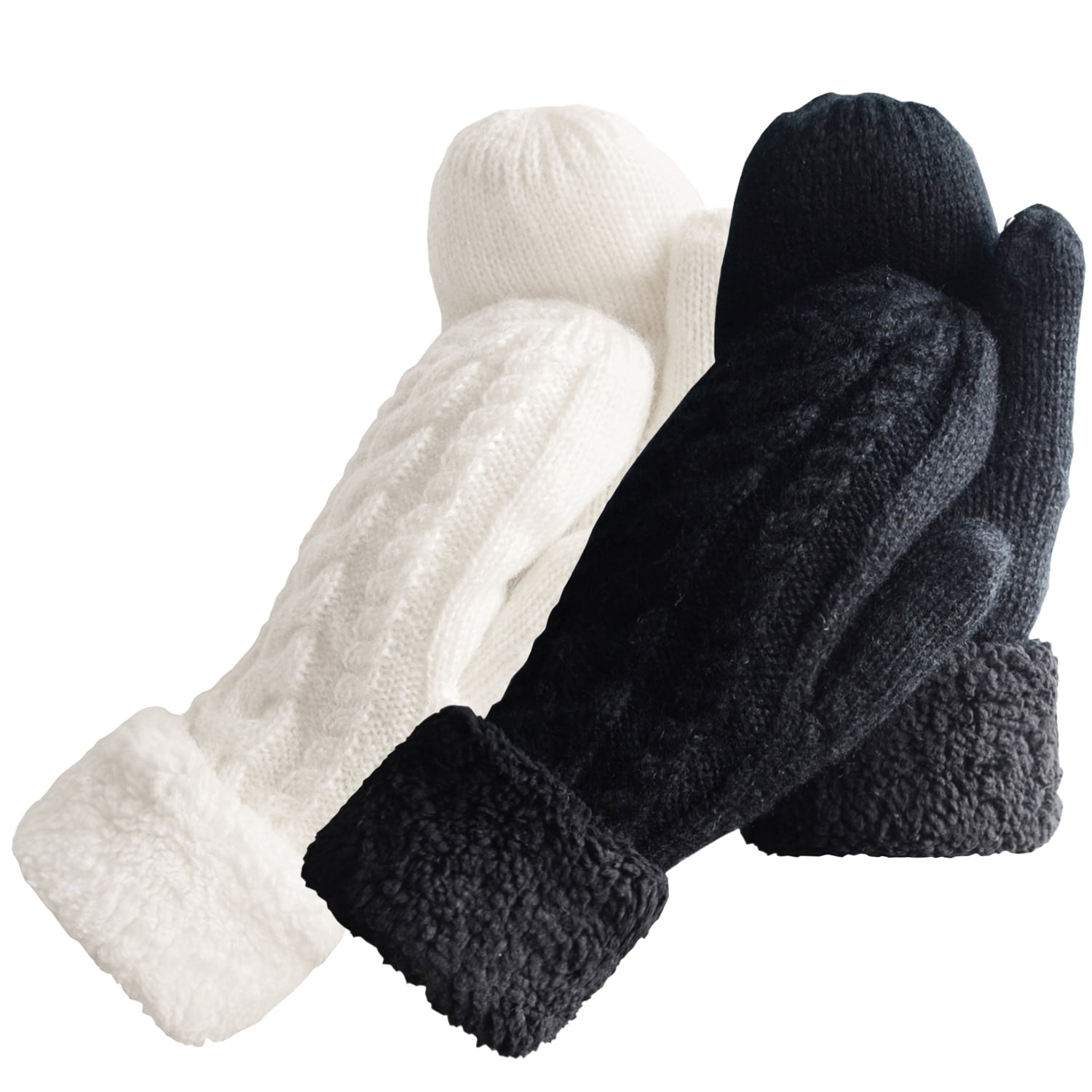 Whiteleopard Women's Winter Gloves Warm Lining Mittens- Cozy Wool Knit ...