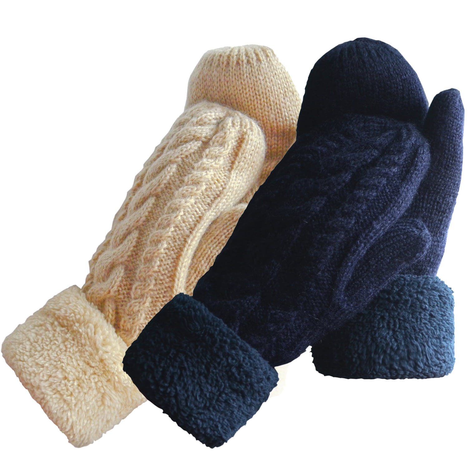 Whiteleopard Women's Long Fleece Winter Gloves, Colorful Warm Lining Mittens, Cozy Wool Knit ...