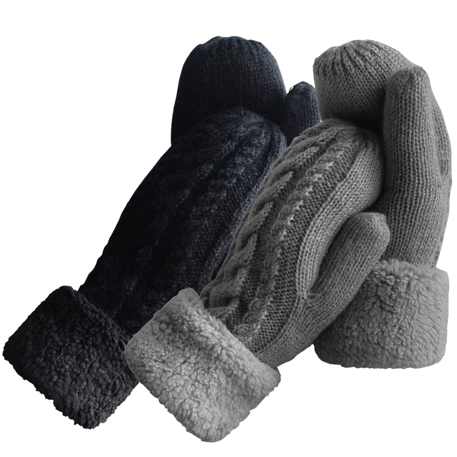 Whiteleopard Women's Warm Winter Mittens- Thick Wool Knit, Cold Weather Gloves with Cozy Lining ...
