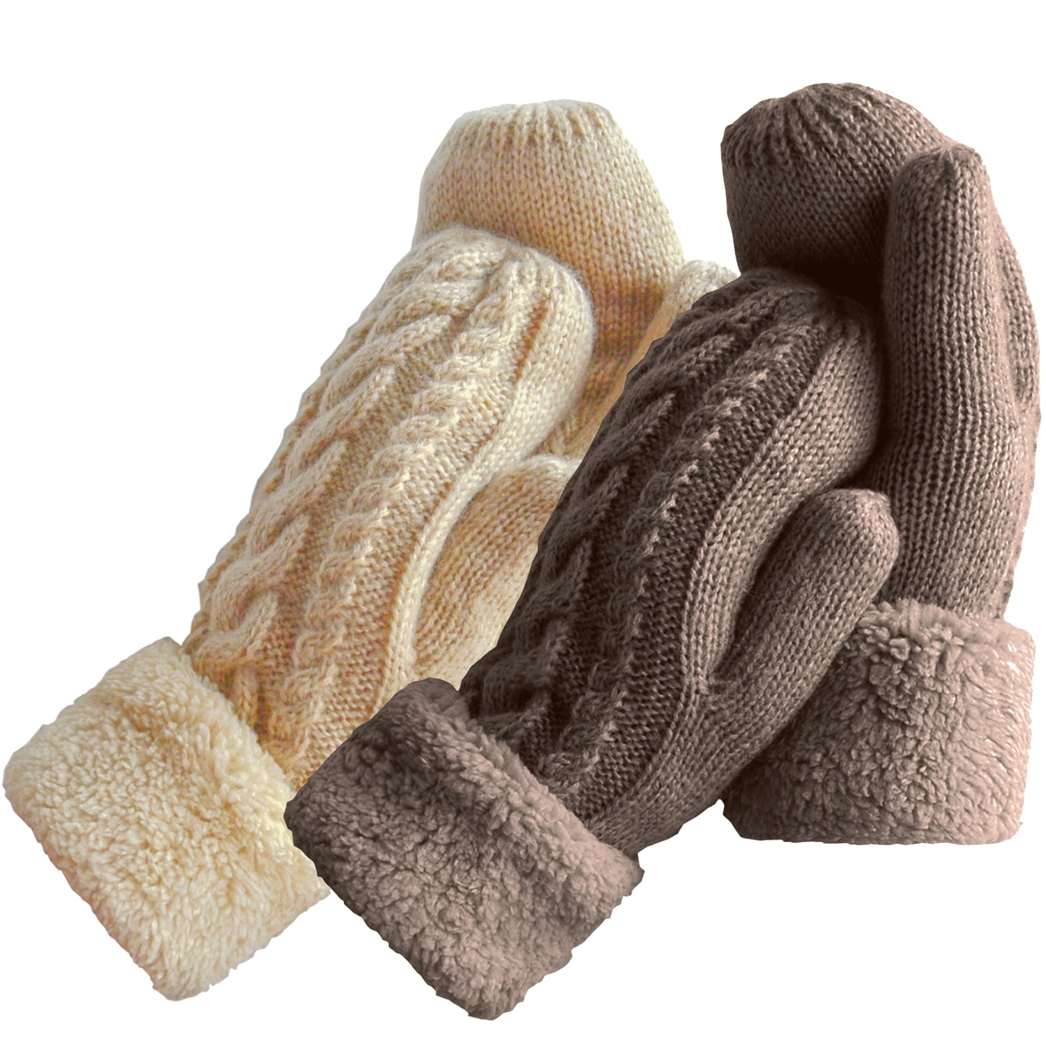 Whiteleopard Women's Wool Knit Winter Gloves with Warm Lining and Plush ...