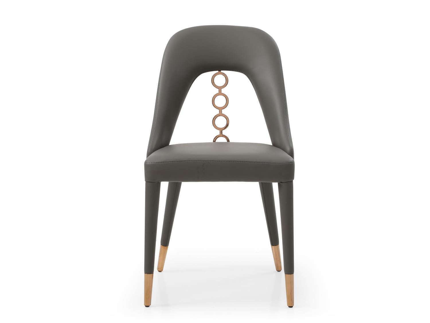 Whiteline Liza Dark Gray Upholstered Faux Leather Dining Chair DC1710P ...