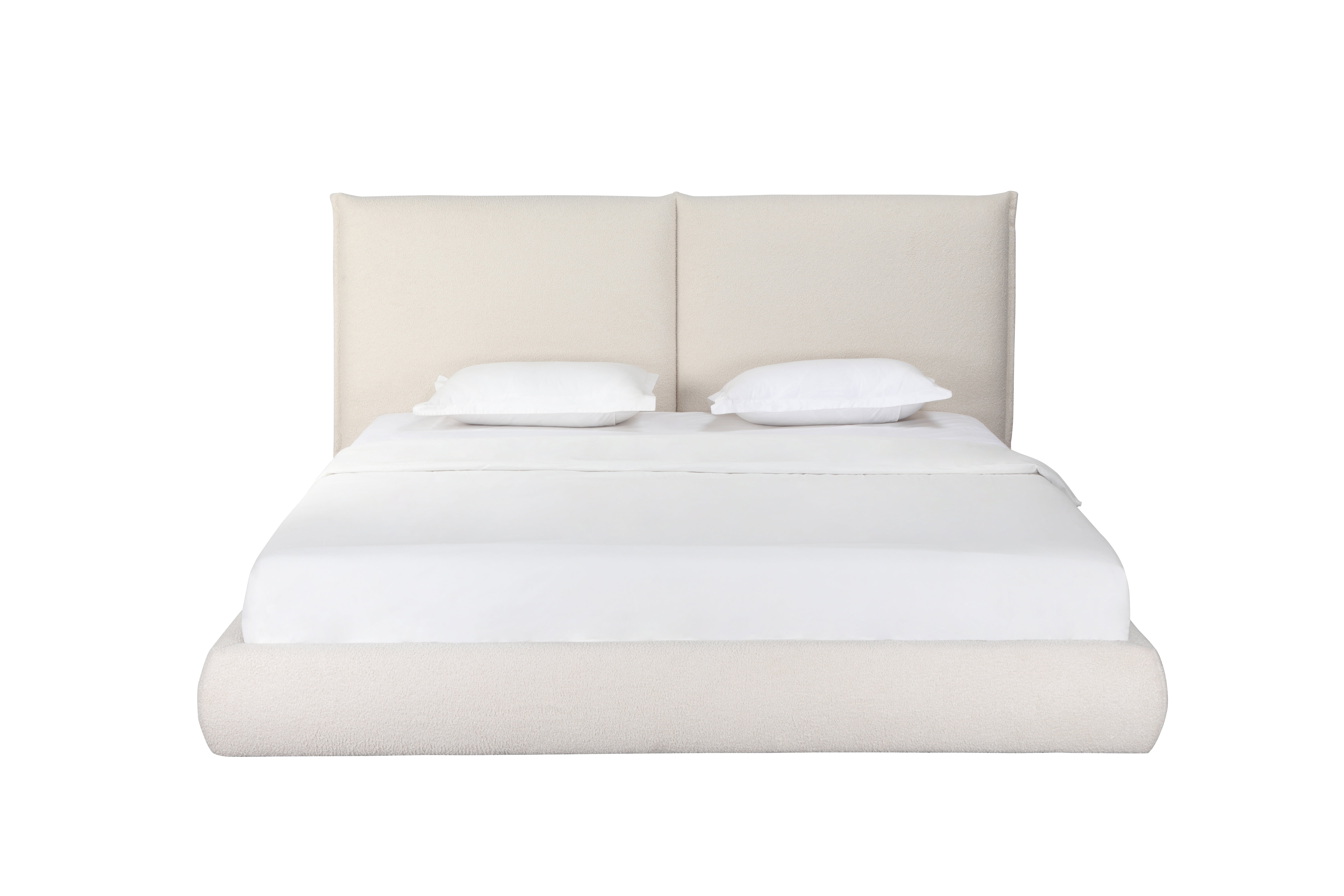 Whiteline BK2011F-BEI Eric Bed - Fully Upholstered Fabric CIR-FD203 - Split Headboard Design ...