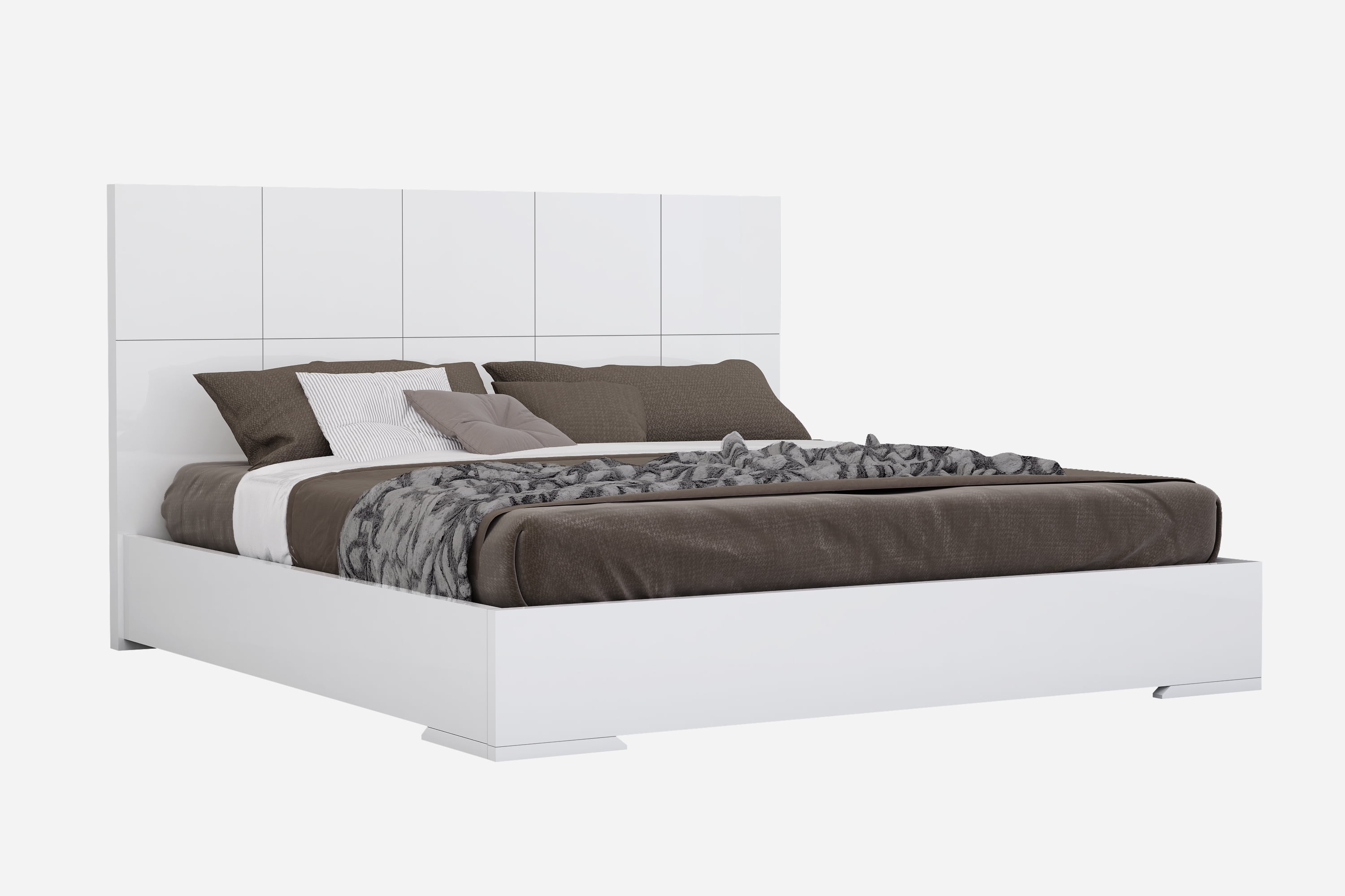 Whiteline Modern Living White Anna Contemporary High Gloss Lacquer Bed ...
