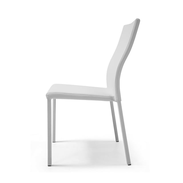 Whiteline Modern Living White Ellie Contemporary Faux Leather Dining ...
