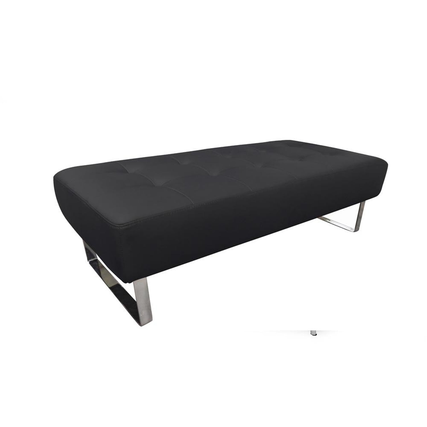 Whiteline Modern living Miami bench Black Faux Leather chrome frame ...