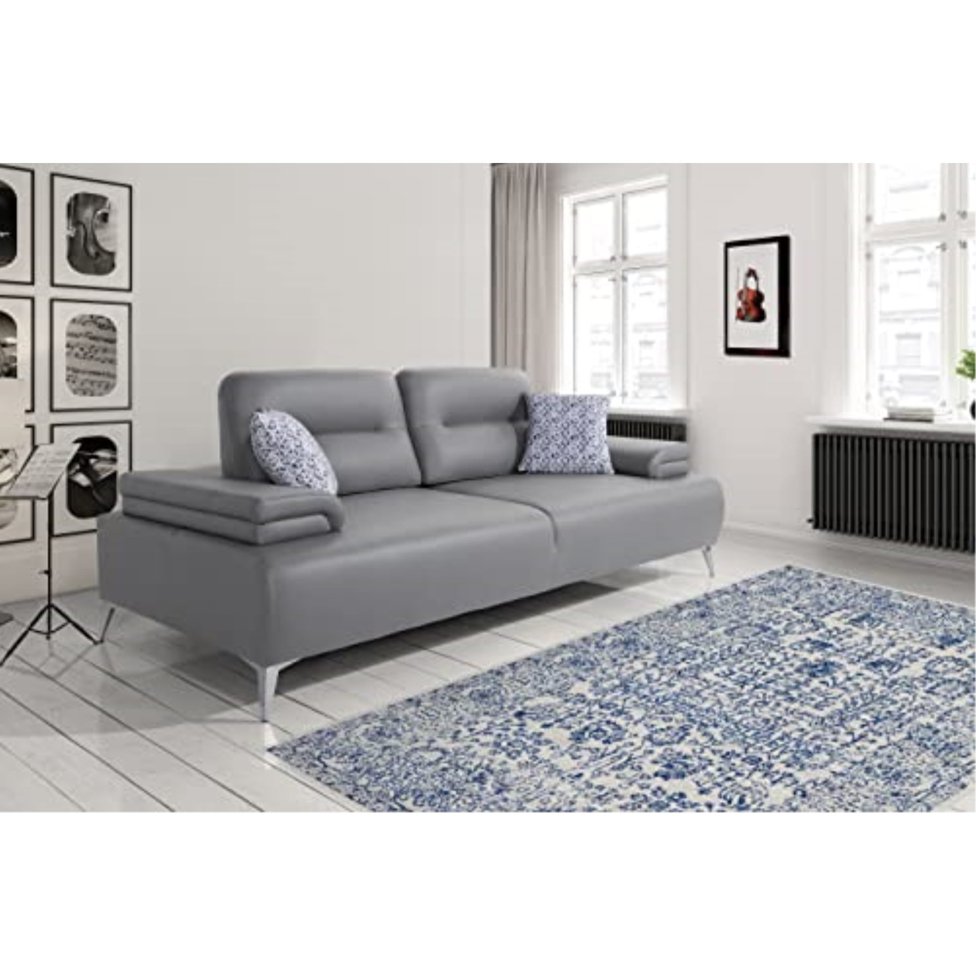 Whiteline Ruslan Light Gray Nubuck Leather Sofa SO1759-LGRY - Walmart ...