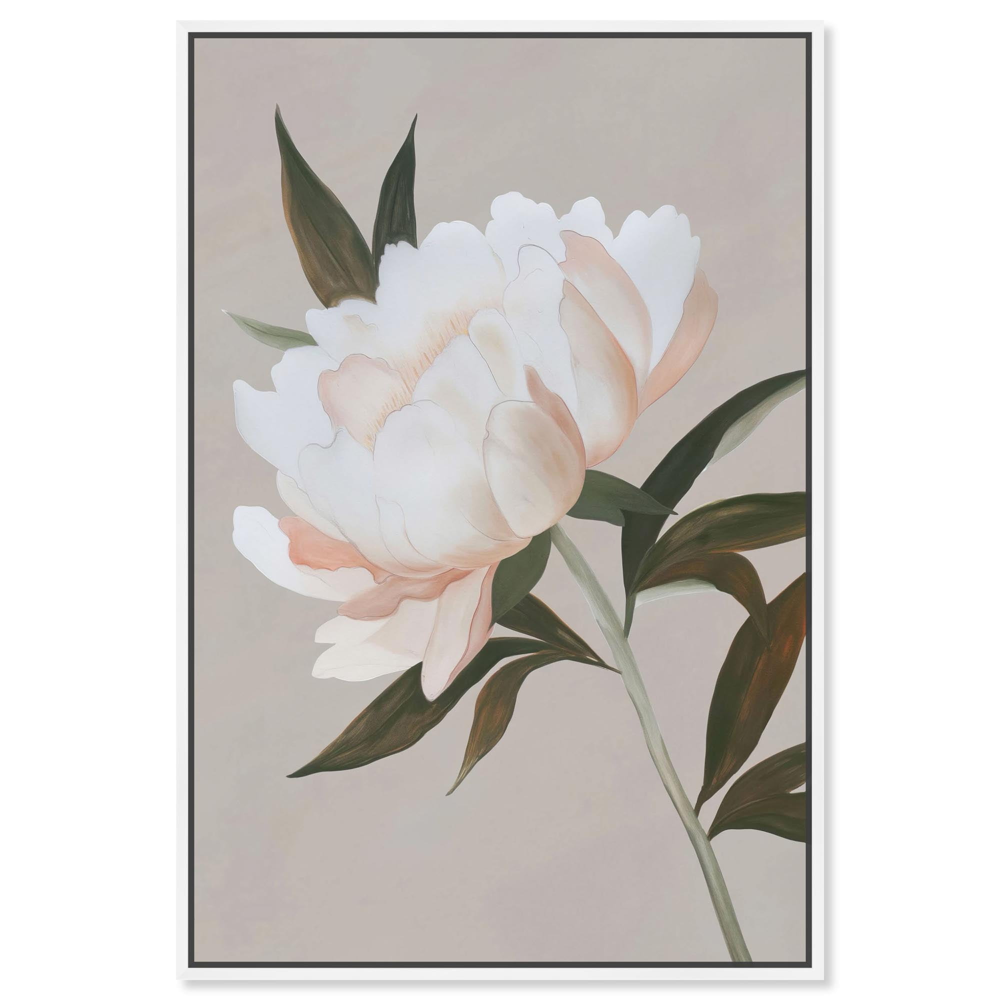 Whiteness Unveiled Canvas Print Floral Wall Decor by Art Remedy, White ...