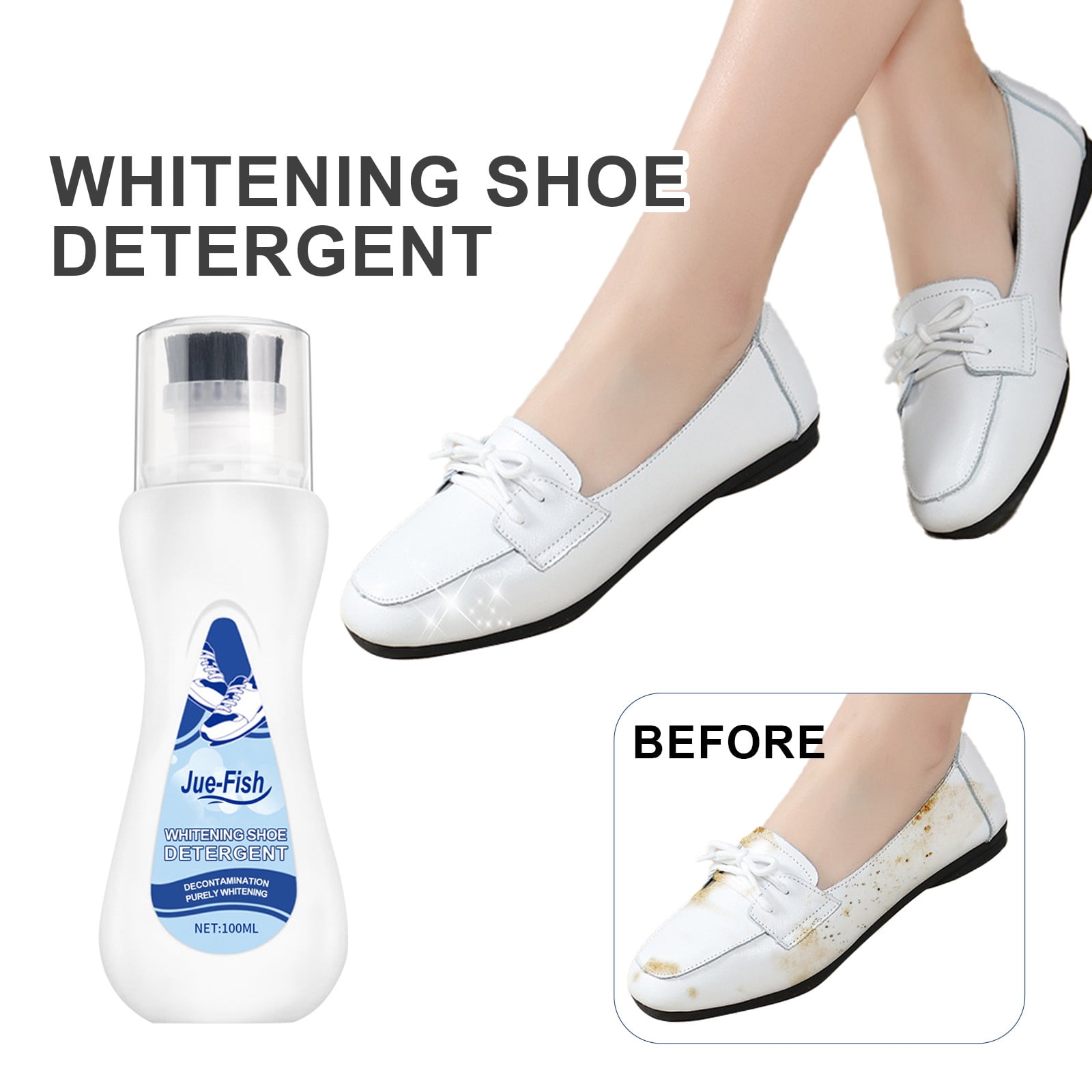 Whitening Shoe Detergent 100ml | White Shoe Cleaner with Soft Bristle ...