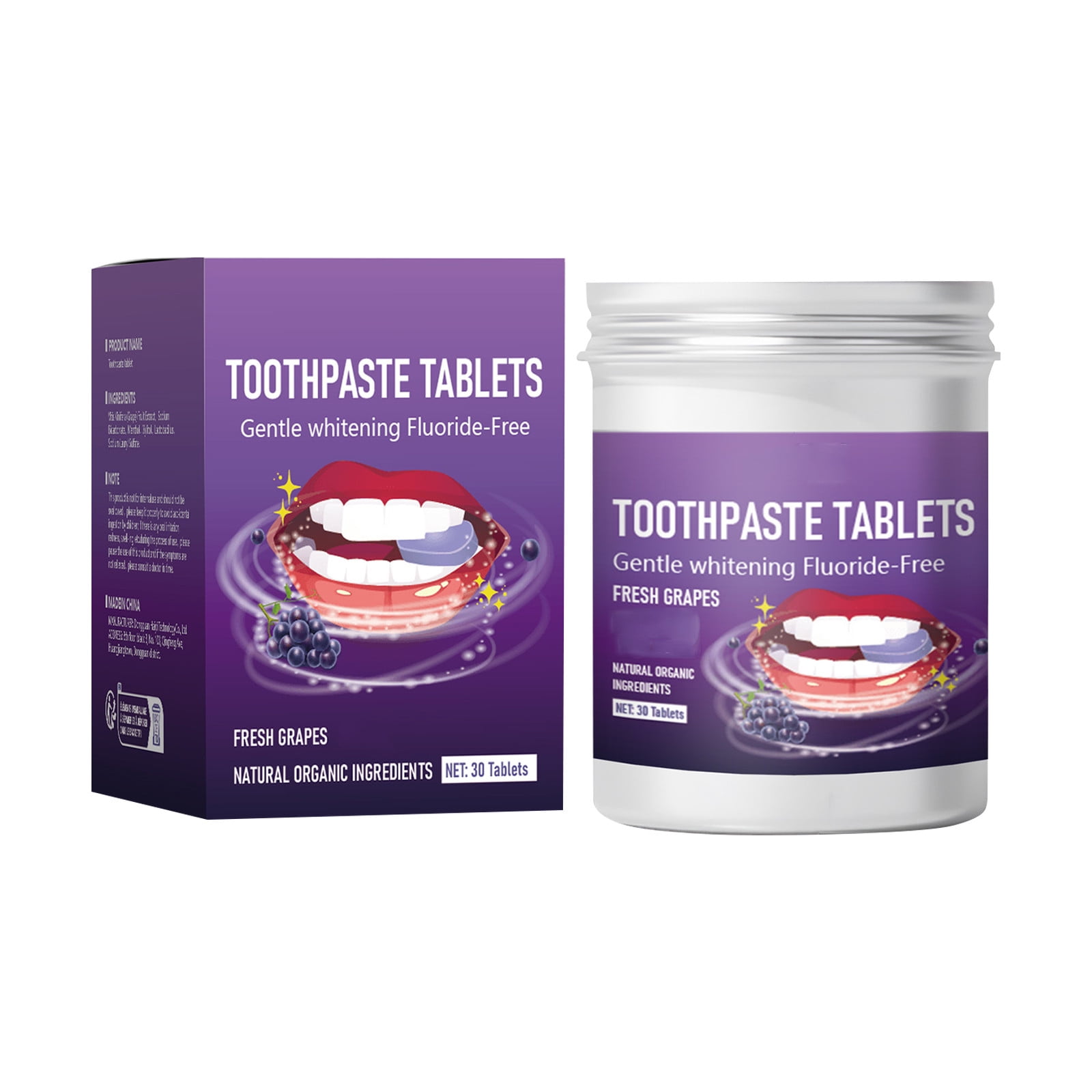 Whitening Toothpaste Fluoride-Free Toothpaste Tablets Fresh Grape ...