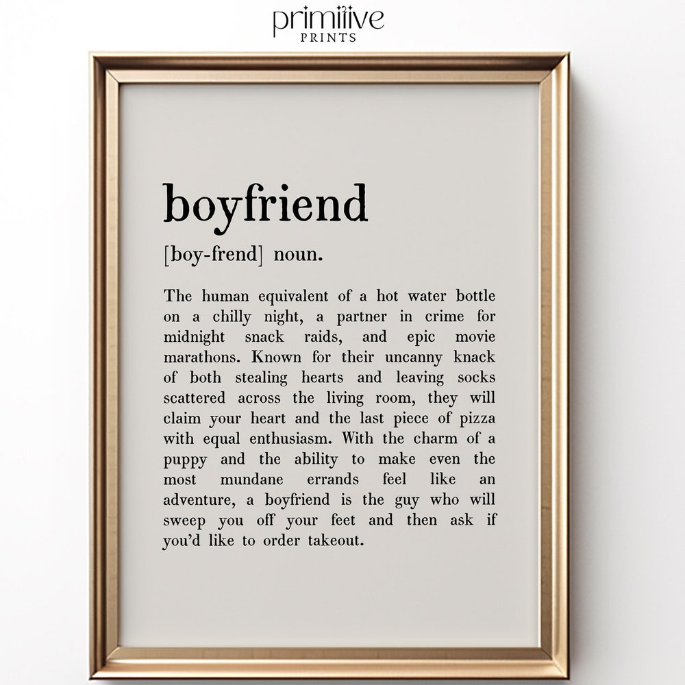Whitepeak Art Boyfriend Definition Print | Boyfriend Wall Art ...