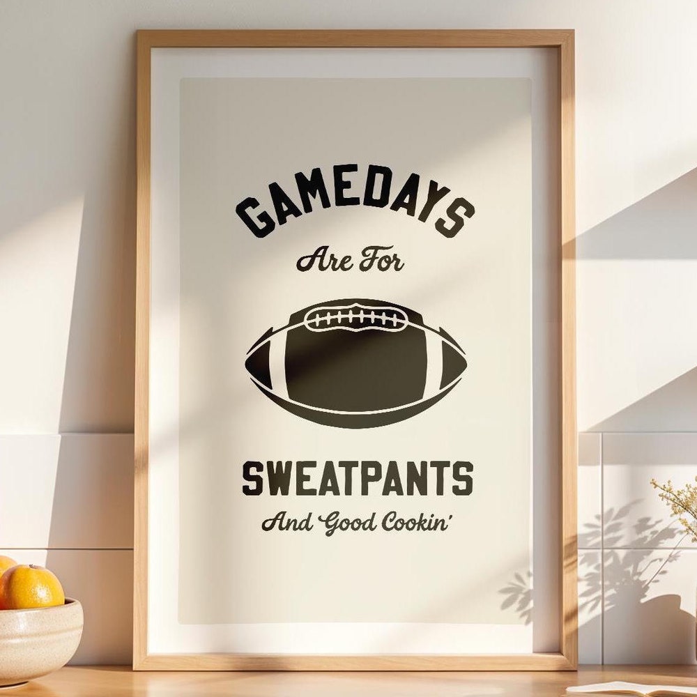 Whitepeak Art Football Gameday Print Retro Kitchen Art Decor Football ...