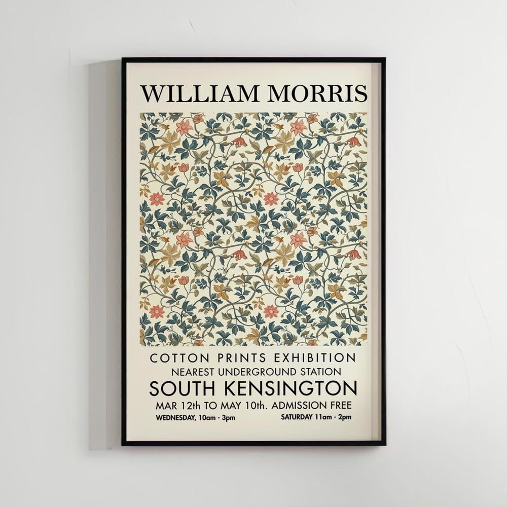 Whitepeak Art Heritage Pattern Art Poster, Floral Pattern, Mid Century ...