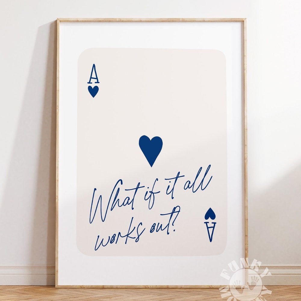Whitepeak Art Navy Blue Wall Art Print What If It All Works Out Trendy ...