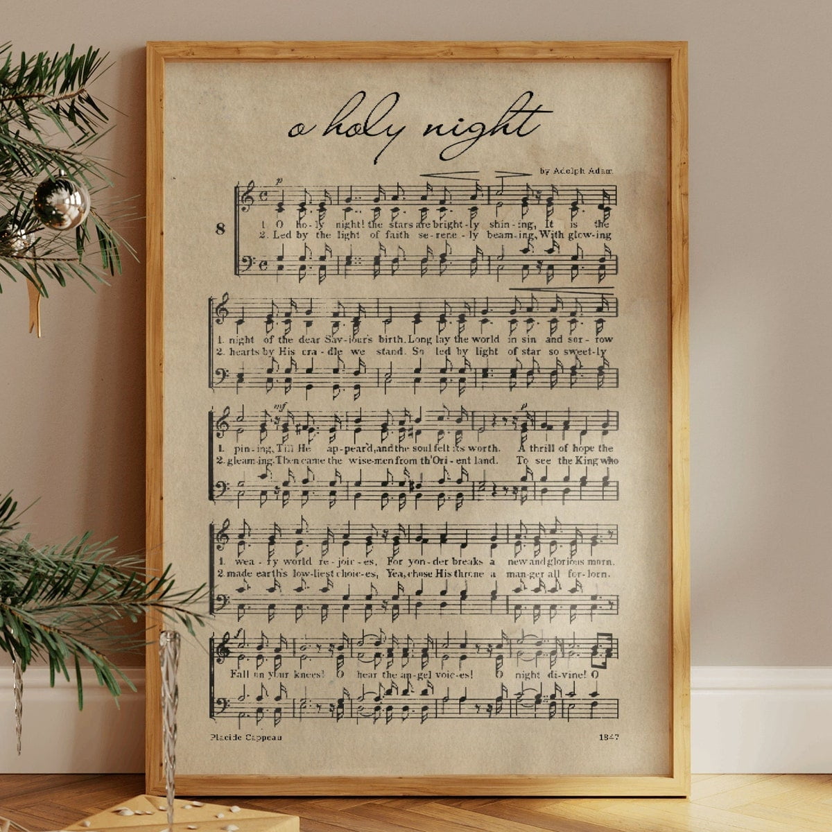 Whitepeak Art O Holy Night Xmas Song Music Sheet, Xmas Song Poster ...