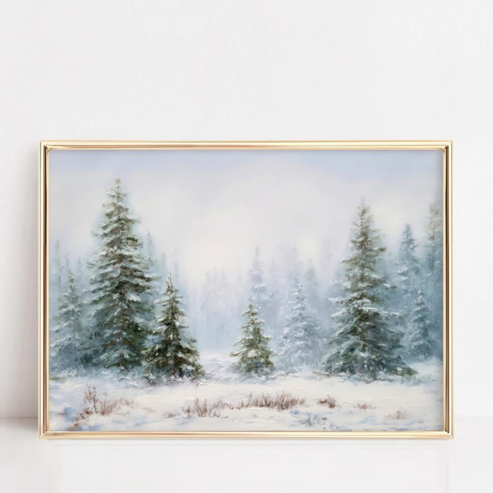 Whitepeak Art Pine Tree Winter Wall Art | Snowy Forest Art | Rustic ...