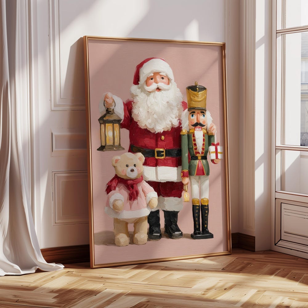 Whitepeak Art Santa & Holiday Guard Art Print, Vintage Xmas ...