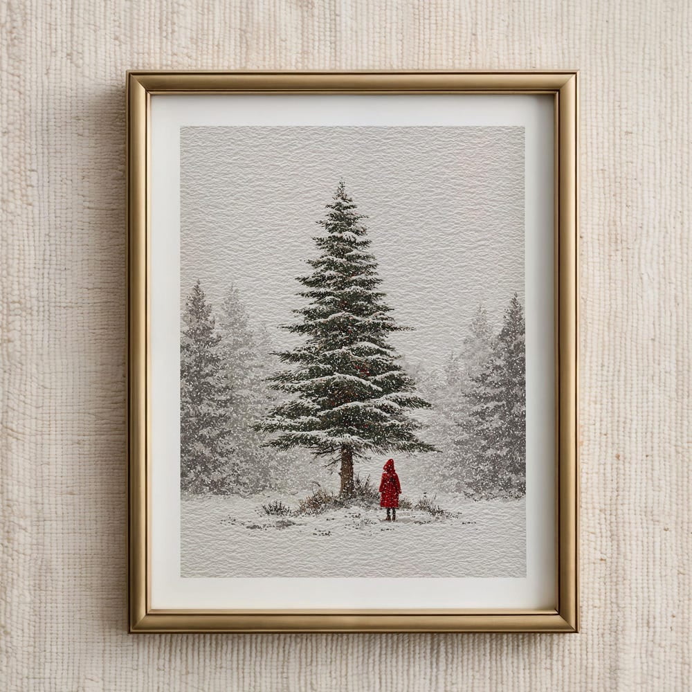 Whitepeak Art Vintage Pine Tree Sketch: Snowy Spruce Pencil Drawing ...