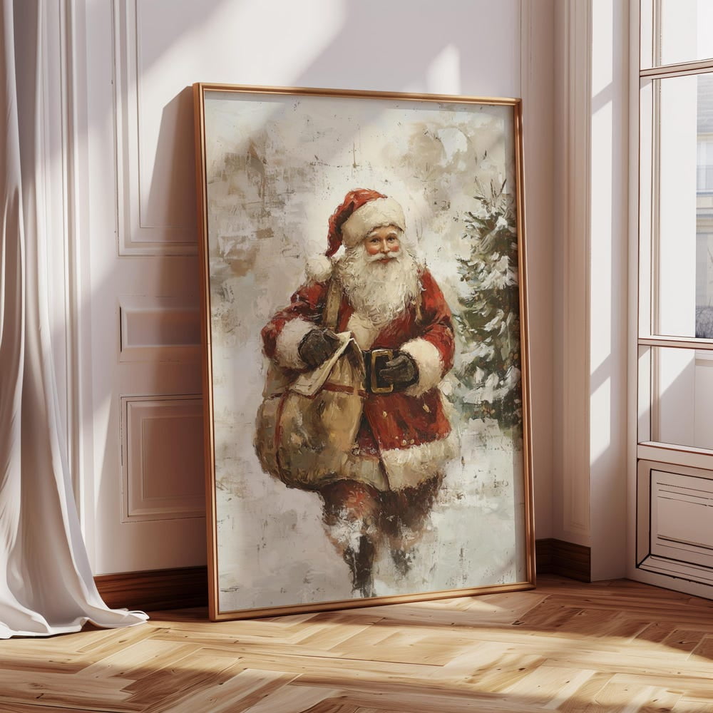 Whitepeak Art Vintage Santa Claus Art Print: Classic Xmas Wall Decor ...