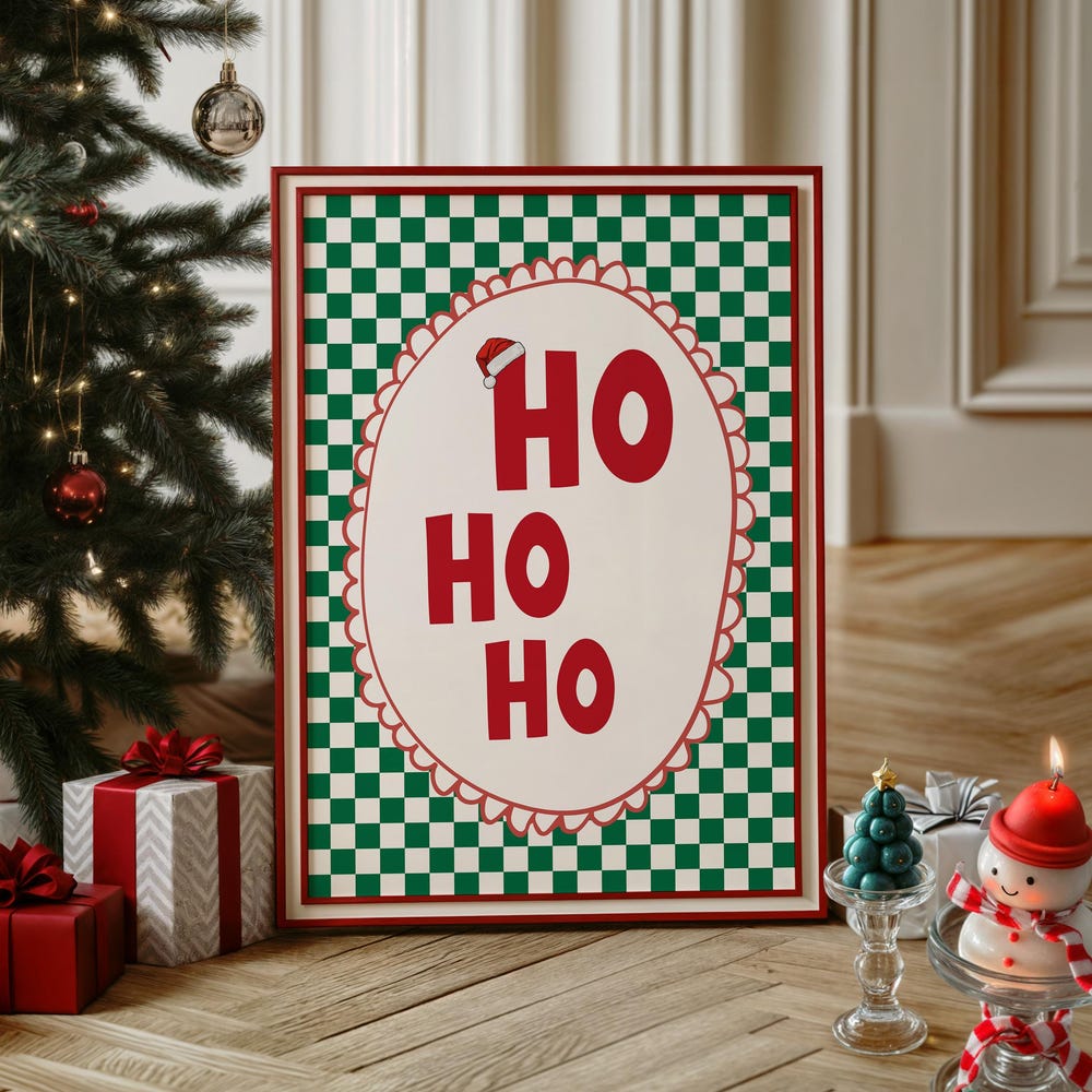Whitepeak Art Xmas Poster, Retro Holiday Wall Art, Winter Poster ...