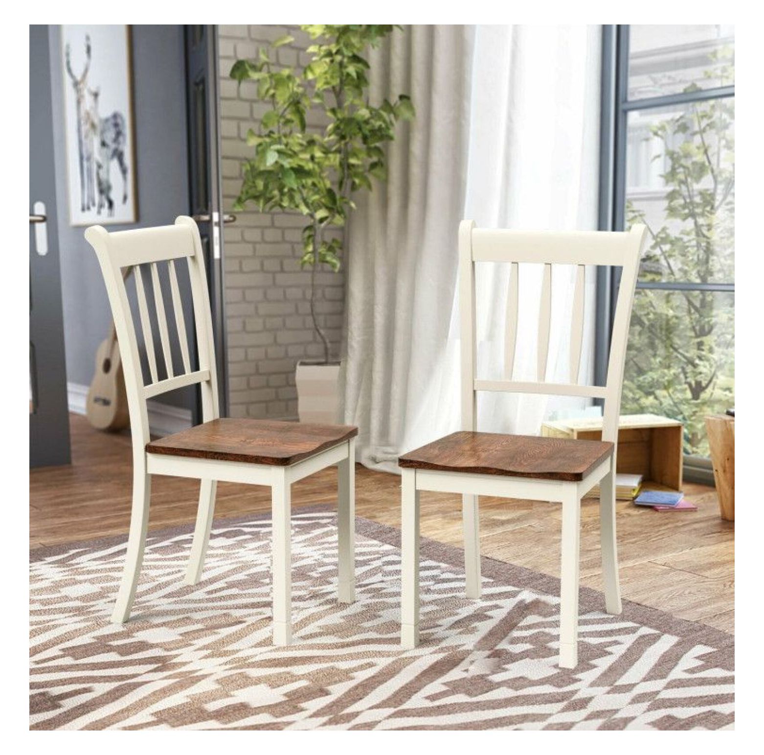 Whitesburg Dining Chairs Set of 2, Solid Wood Kitchen Chairs, Black ...