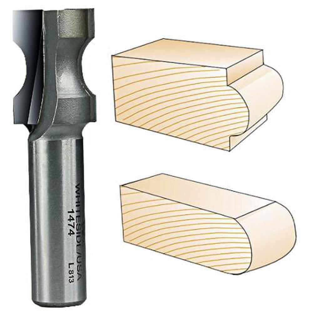 Whiteside 1474 Oval Edge Router Bit - 1/2"SH, 1/2"BD, 1/8"D - Walmart.com