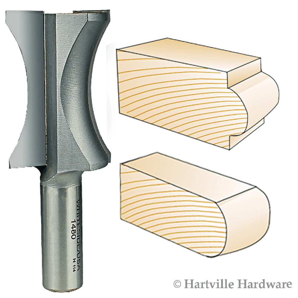 Whiteside 1480 Oval Edge Router Bit - 1/2"SH, 1-1/2"BD, 1/4"D - Walmart.com