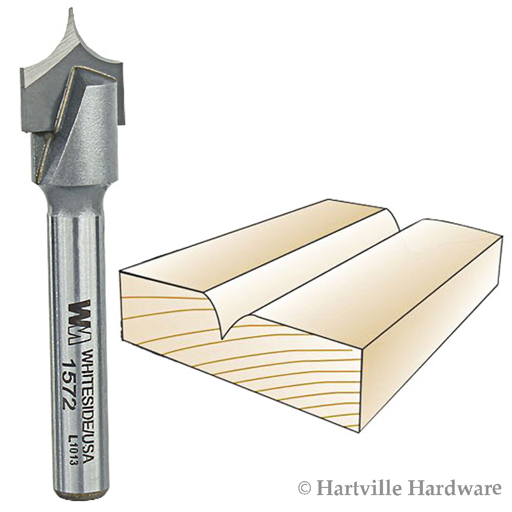 Whiteside 1572 Point Cut Roundover Router Bit - 1/4"SH, 1/4"R, 1/2"CD ...