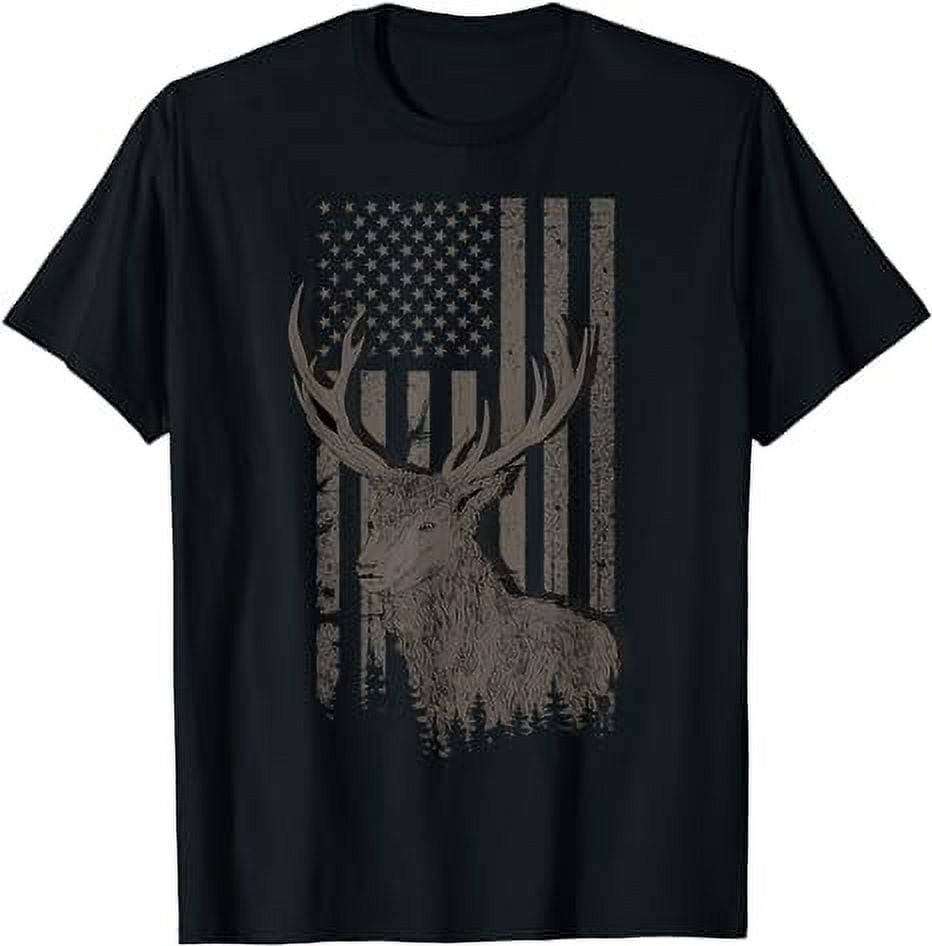 Whitetail Buck Deer Hunting American Flag Buck Hunting T-Shirt ...