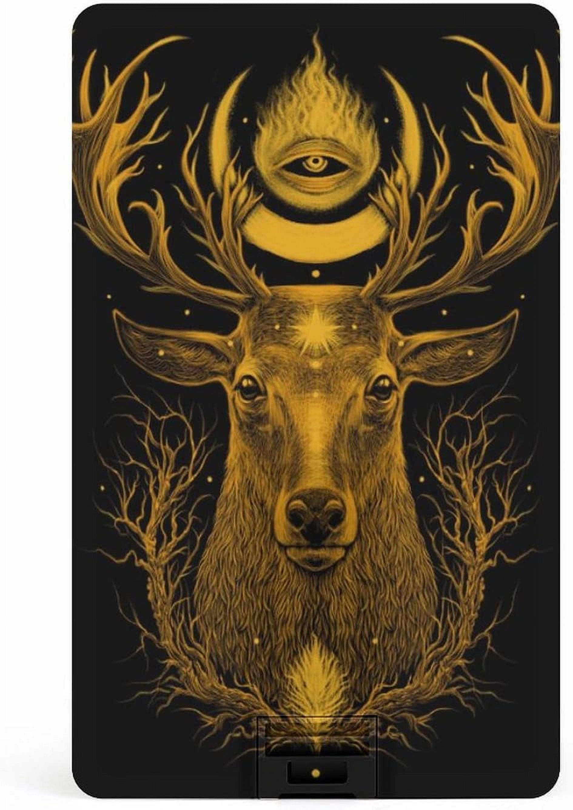 Whitetail Deer Head With Mystical Symbols Usb Flash Drive Credit Card ...