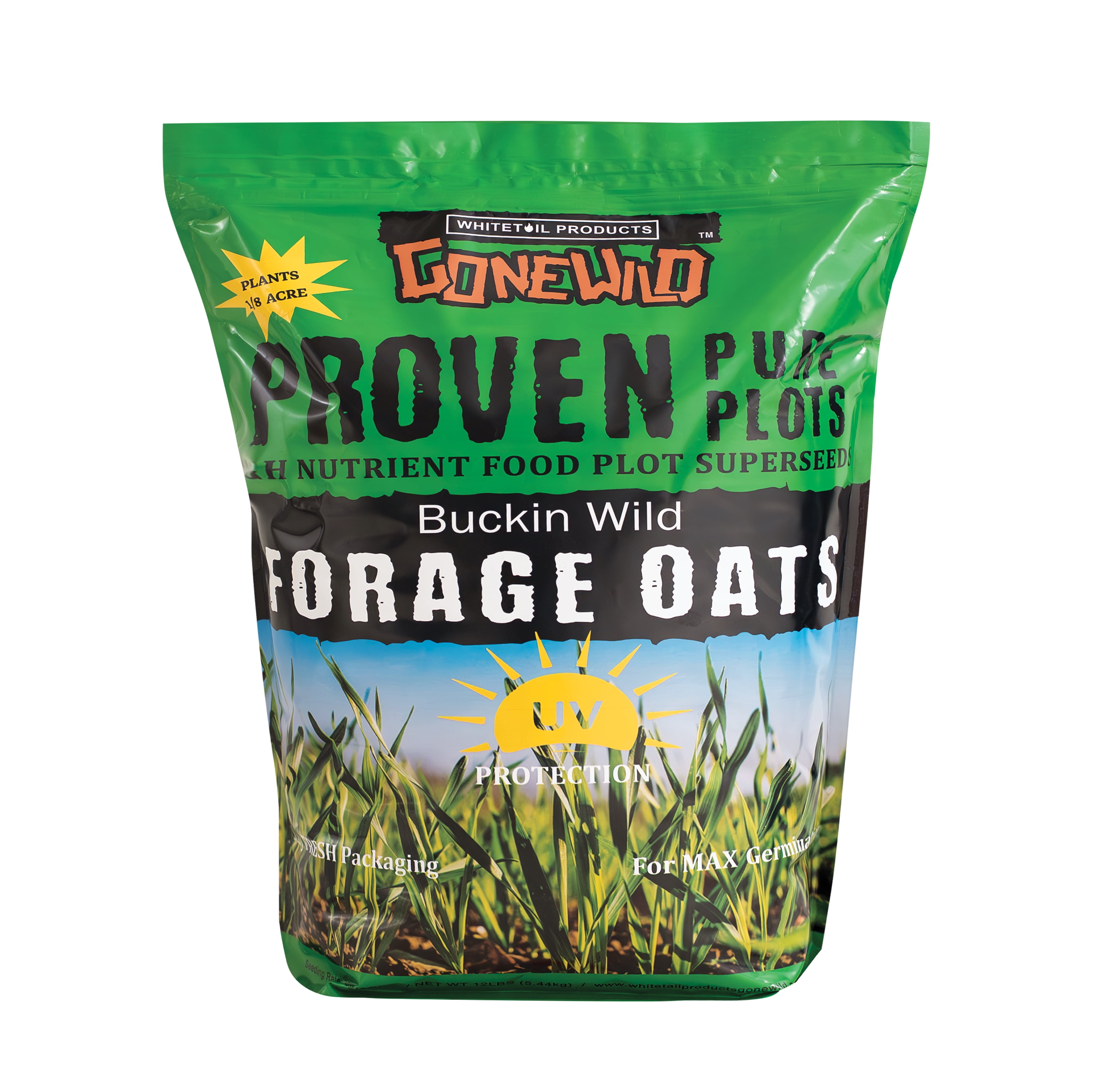 Whitetail Products Gone Wild, Buckin’ Wild Forage Oats Food Plot Seeds, 12 LB., Plants 1/8 acre ...