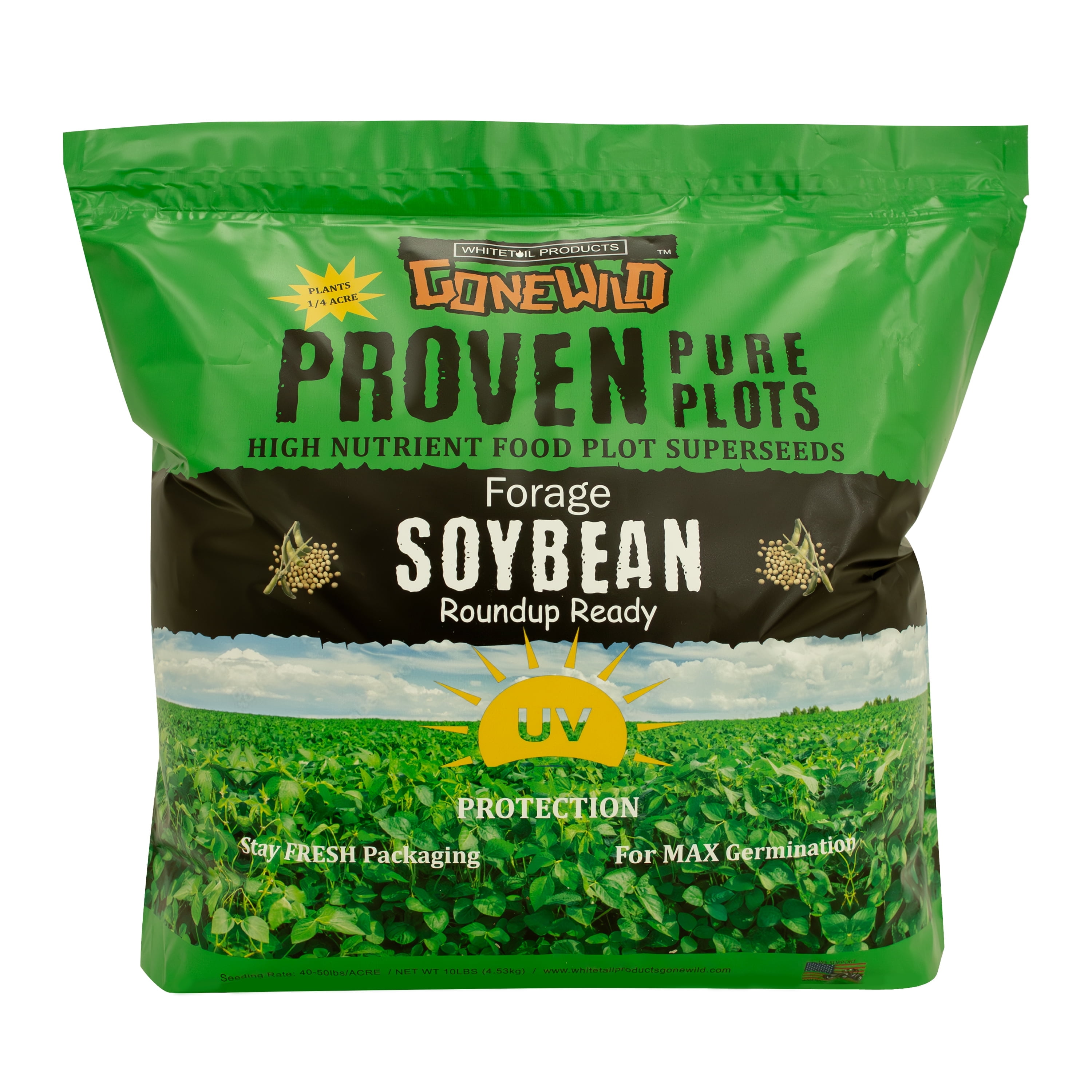 Whitetail Products Gone Wild, Forage Soybean Food Plot Seeds, Round-Up Ready, 10lb Bag, G1653 ...