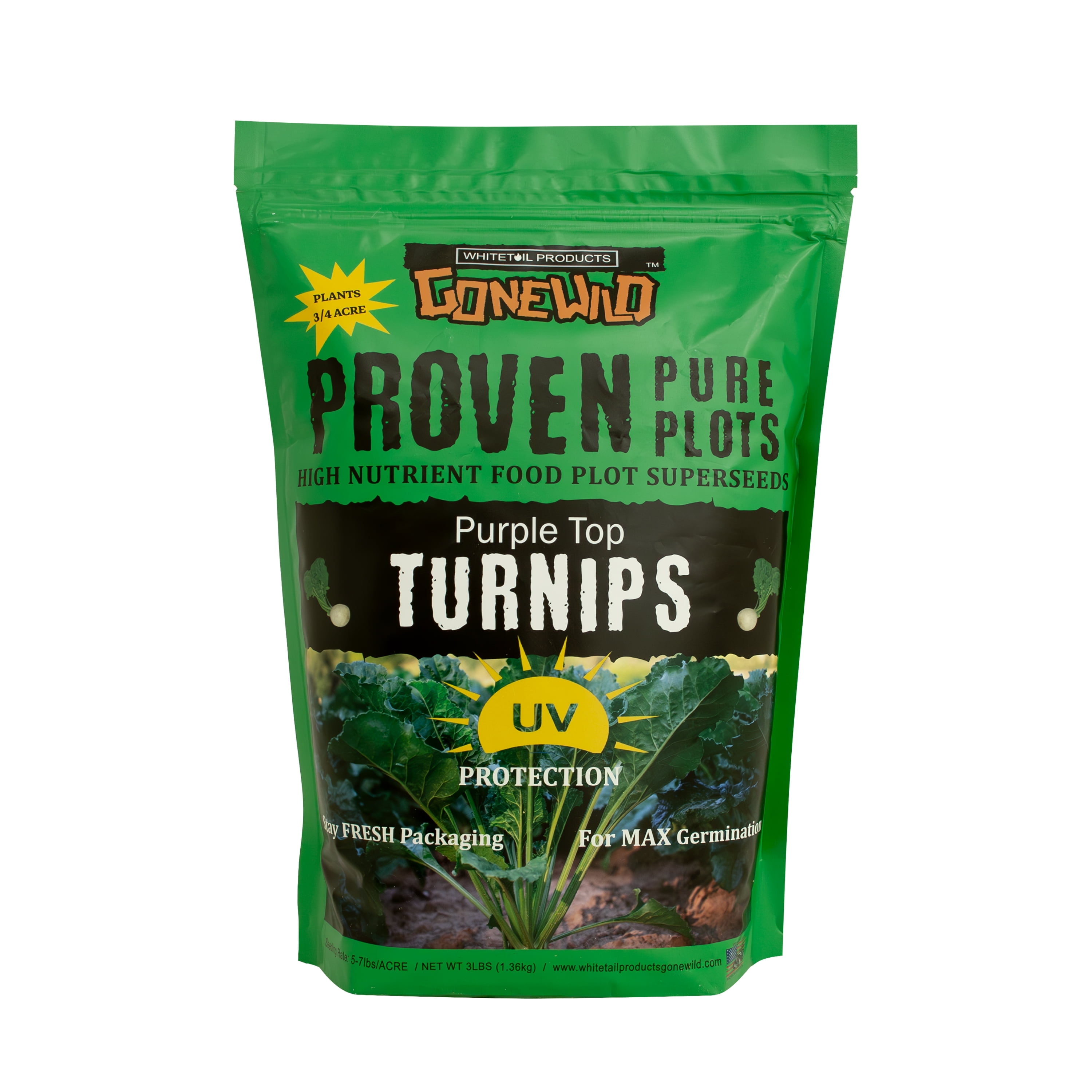 Whitetail Products Gone Wild, Purple Top Turnips Food Plot Seeds. 3lb ...