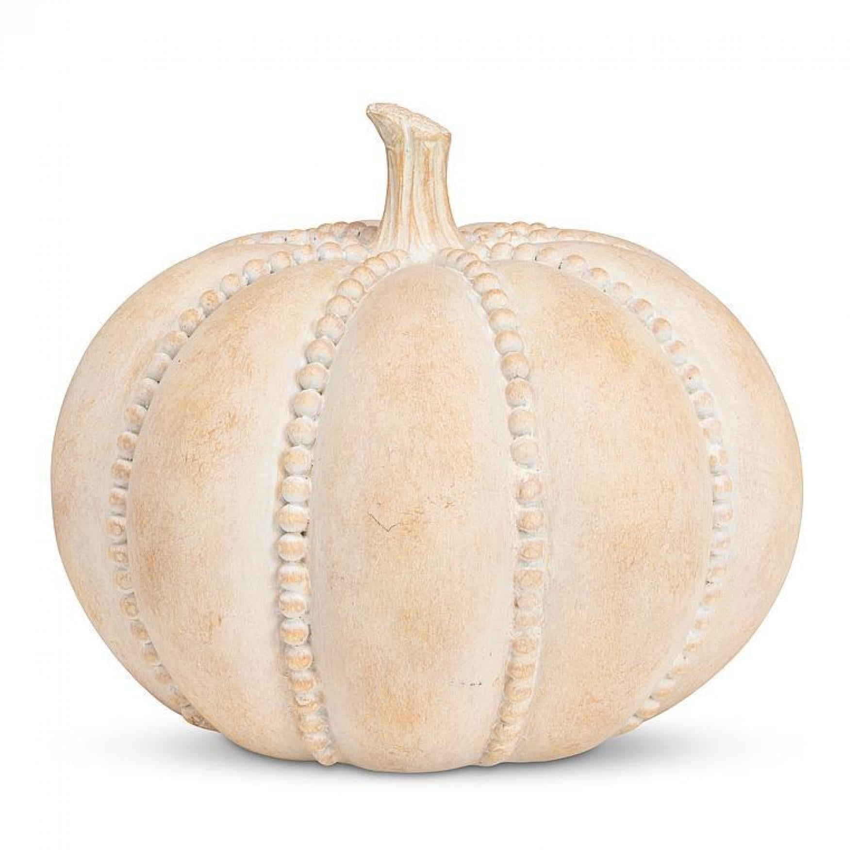 Whitewash Tan Pumpkin With Beading Figurine - Walmart.com