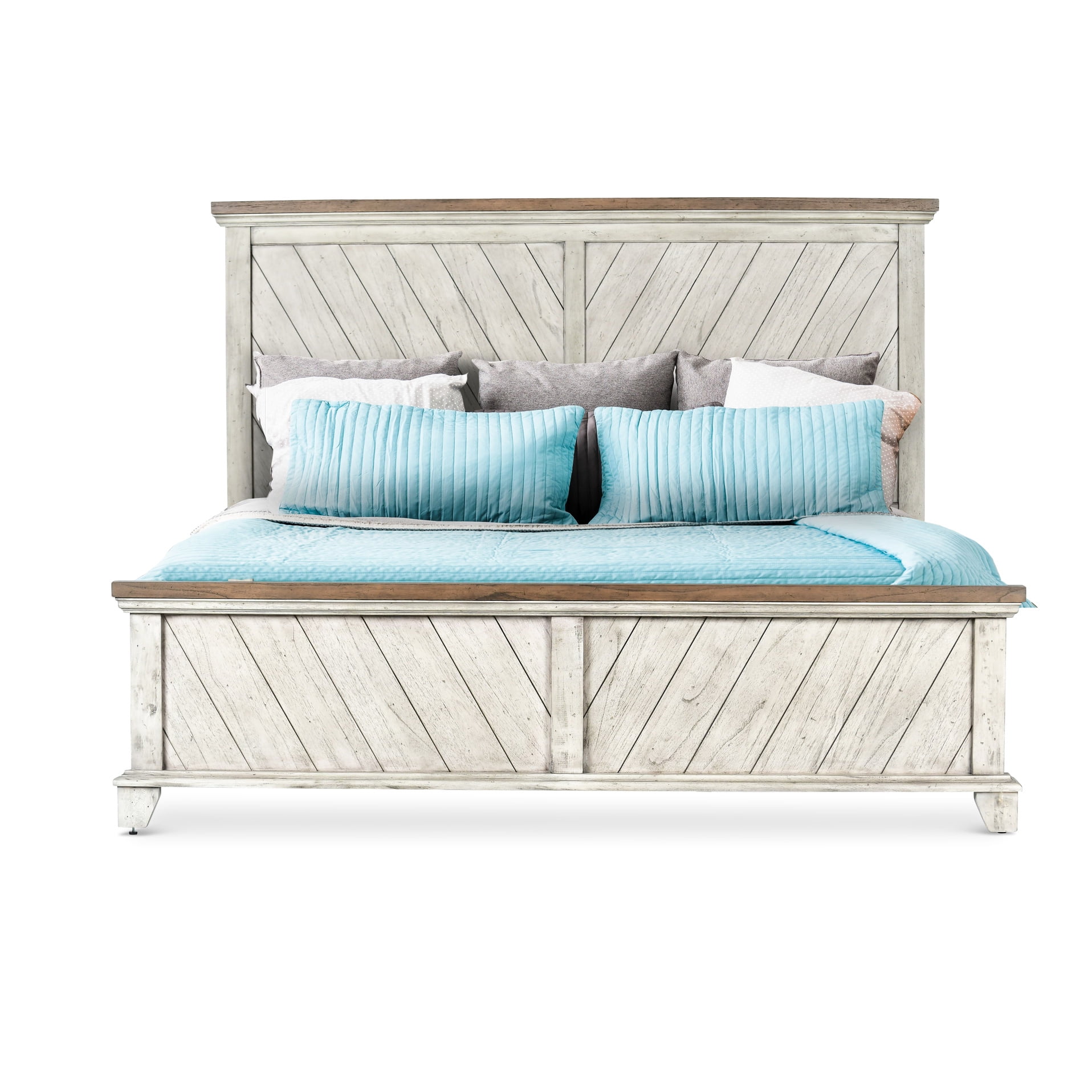 Whitewashed Gray King Bed With Contrasting And Headboard Style In ...