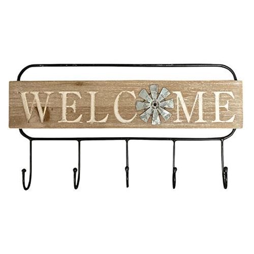 Whitewashed Wood & Metal Windmill Hook Rack - Walmart.com