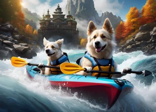 Whitewater Kayak Dog 500 Pieces of Children's Puzzles Puzzle Game Toys ...
