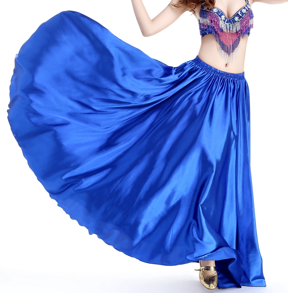 Whitewed Circle Bollywood Halloween Belly Dance Faux Silk Satin ...