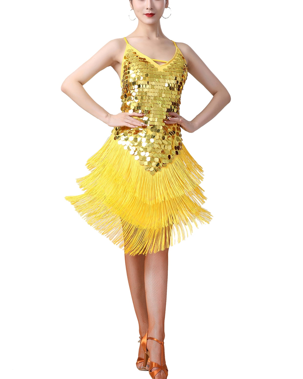 Whitewed Fringed Salsa Ballroom Dance Latin Dresses for Women ...