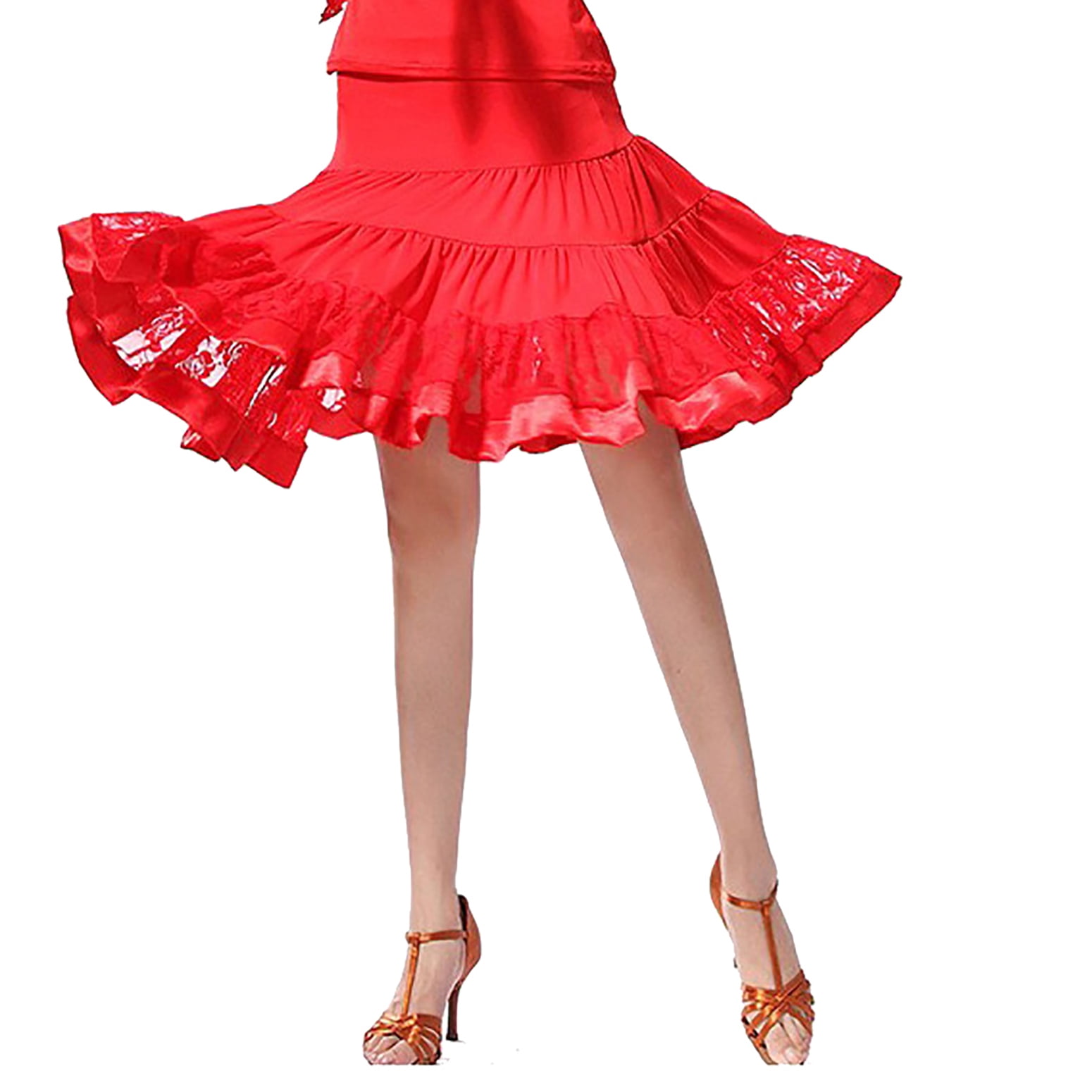 Whitewed Knee Length Flounced Swing Ballroom Latin Dance Practice ...