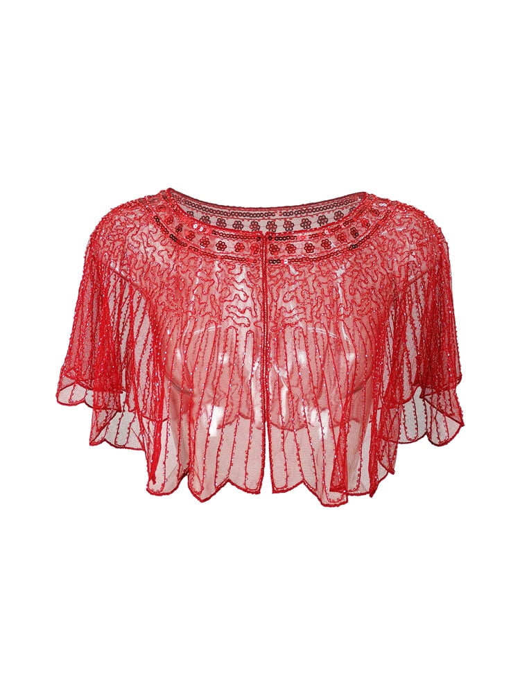 Whitewed See-Through Glimmer Shawl Coverup Cape Capelet Wrap for ...