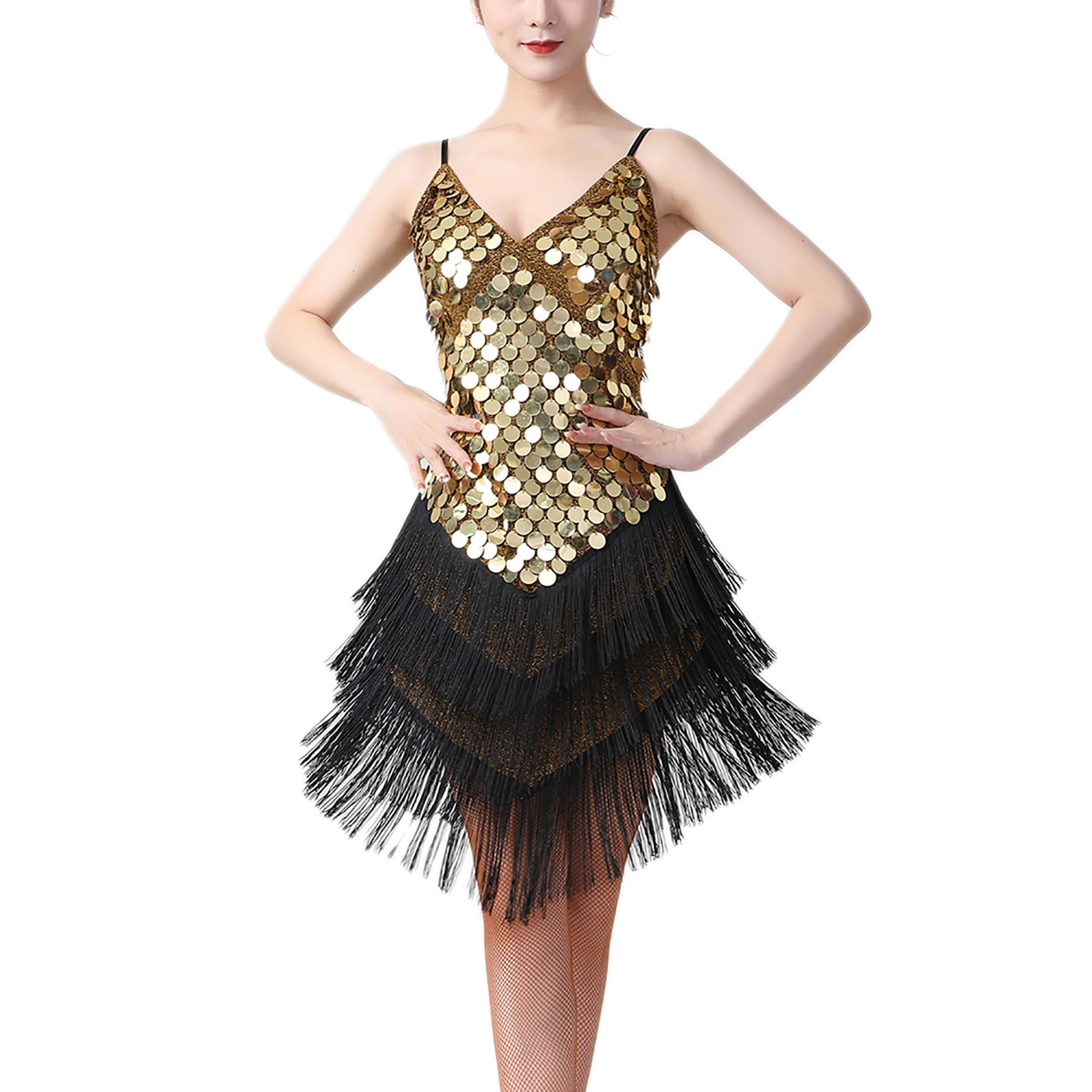 Whitewed Sequin Fringe Tassel Tango Dance Clothing Ballroom Dress ...