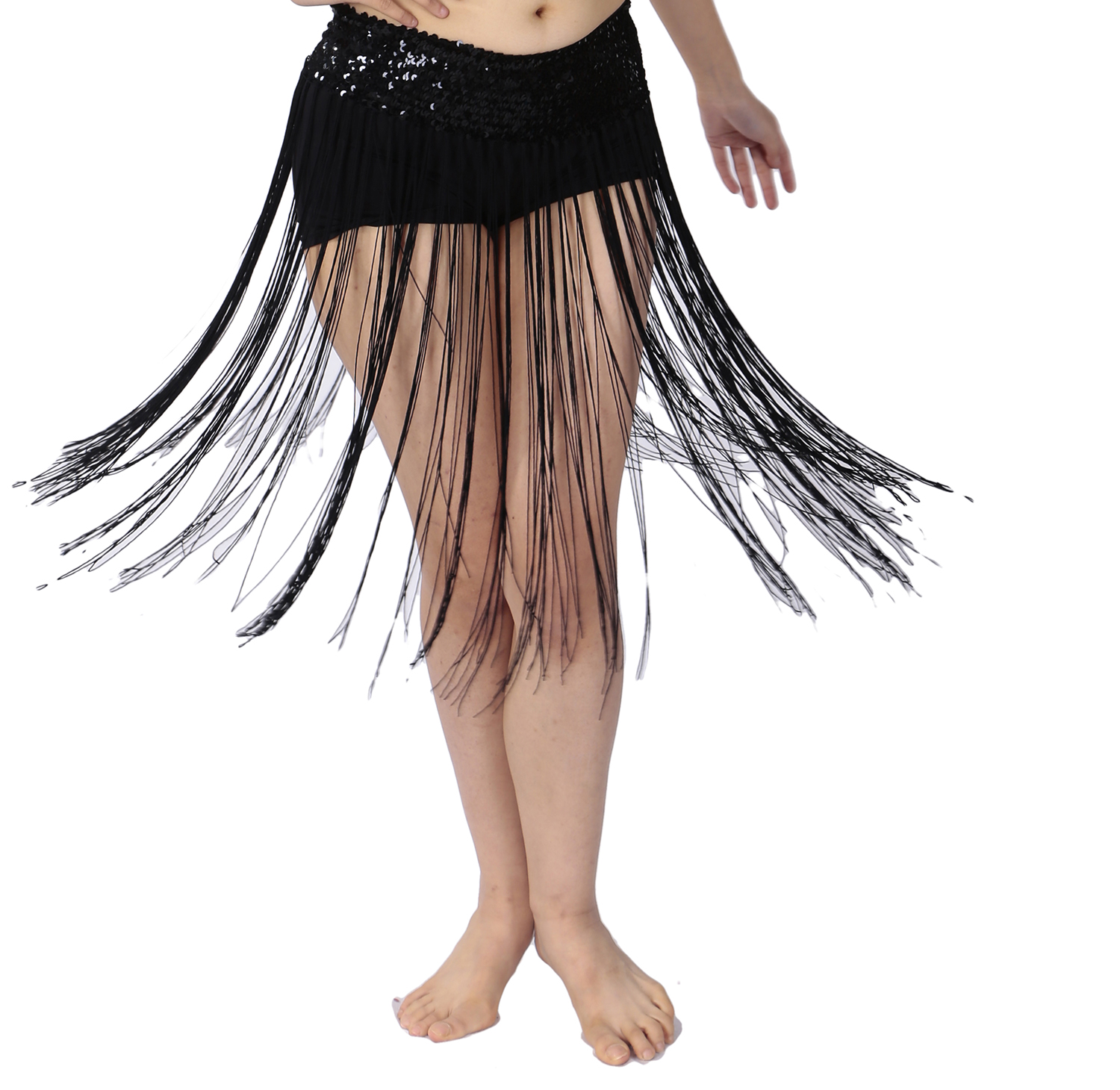 Whitewed Sequin Tribal Fusion Gypsy Belly Dance Fringe Belt Black ...