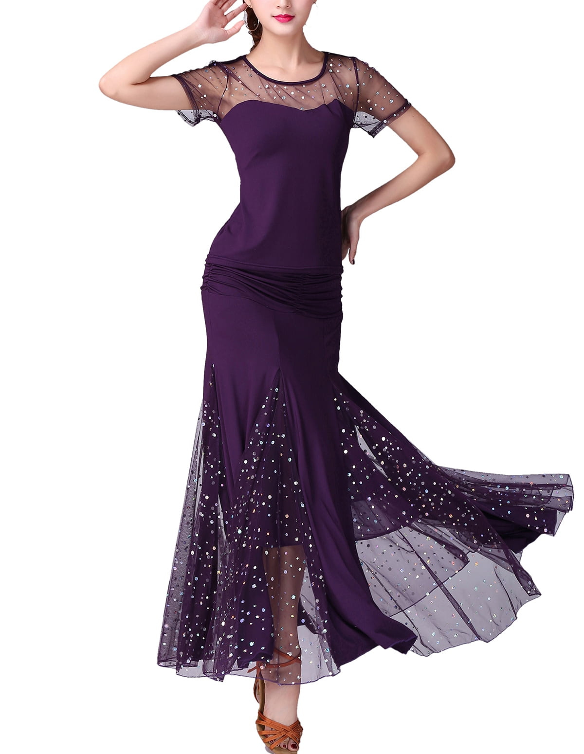 Whitewed Womens Long Flamenco Smooth Ballroom Dance Dancer Party ...