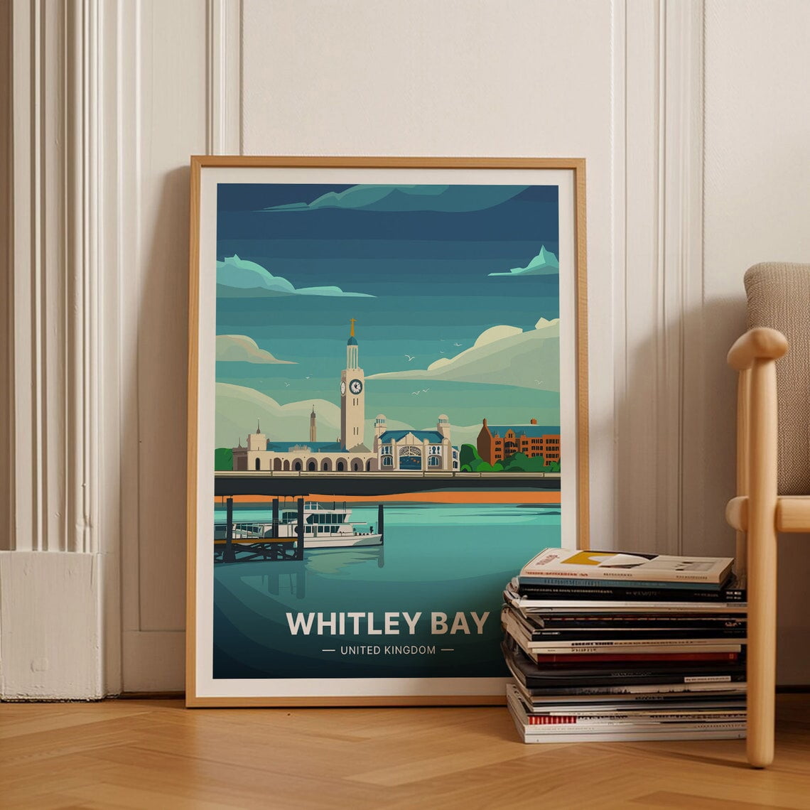 Whitley Bay Travel Poster, Newcastle Upon Tyne Wall Art, Tynemouth ...