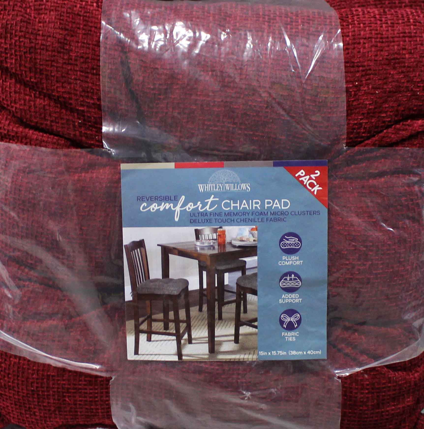 Whitley Willows Reversible Comfort Chair Pad 2 Pack Rhubarb - Walmart.com
